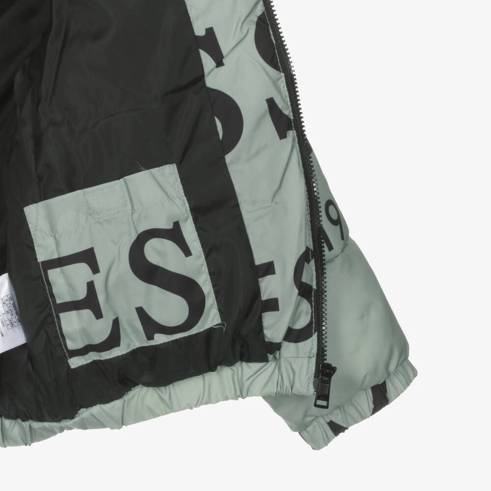 Guess - Green Logo Print Puffer Jacket | Childrensalon
