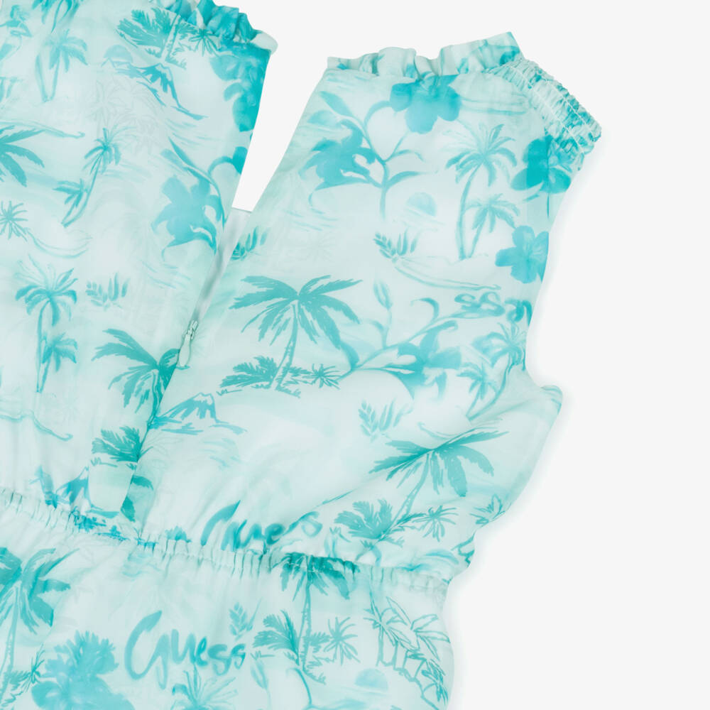 Guess - Junior Girls Blue Palm Tree Print Chiffon Dress | Childrensalon