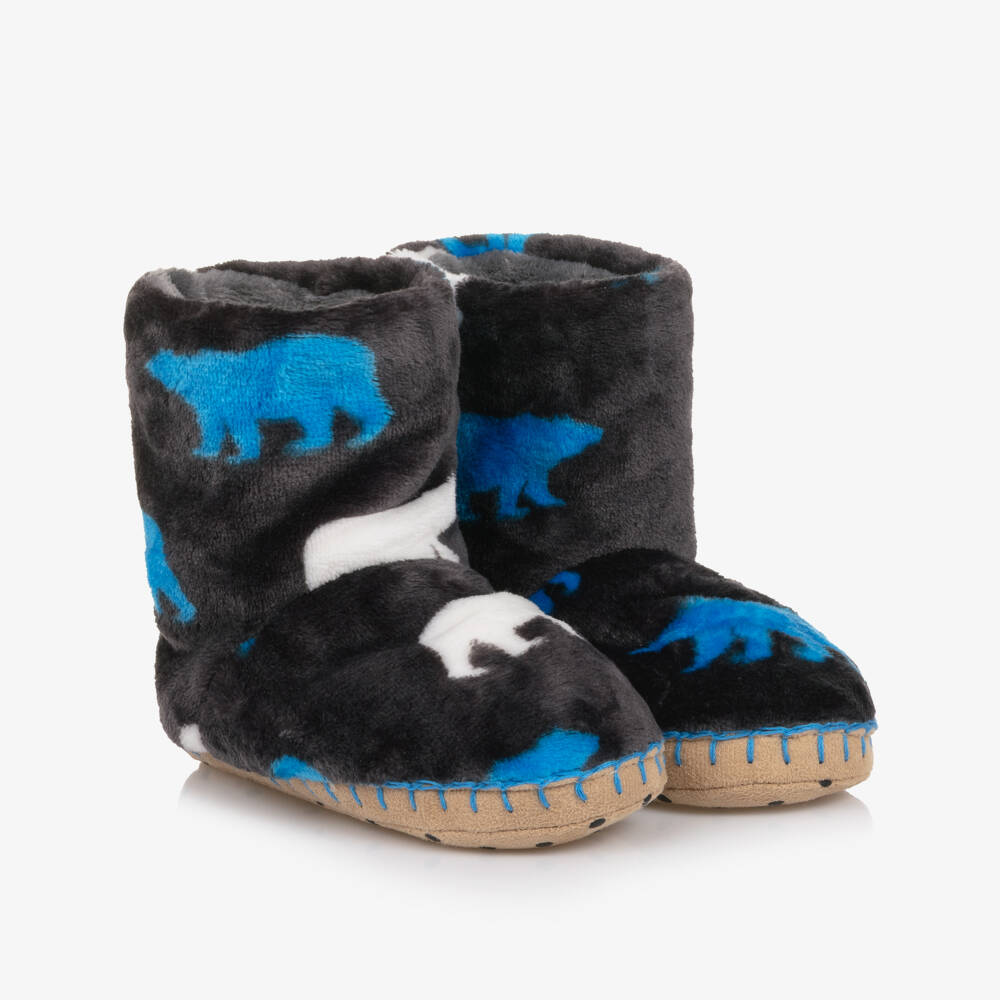 Hatley - Boys Grey Fleece Polar Bear Slippers | Childrensalon