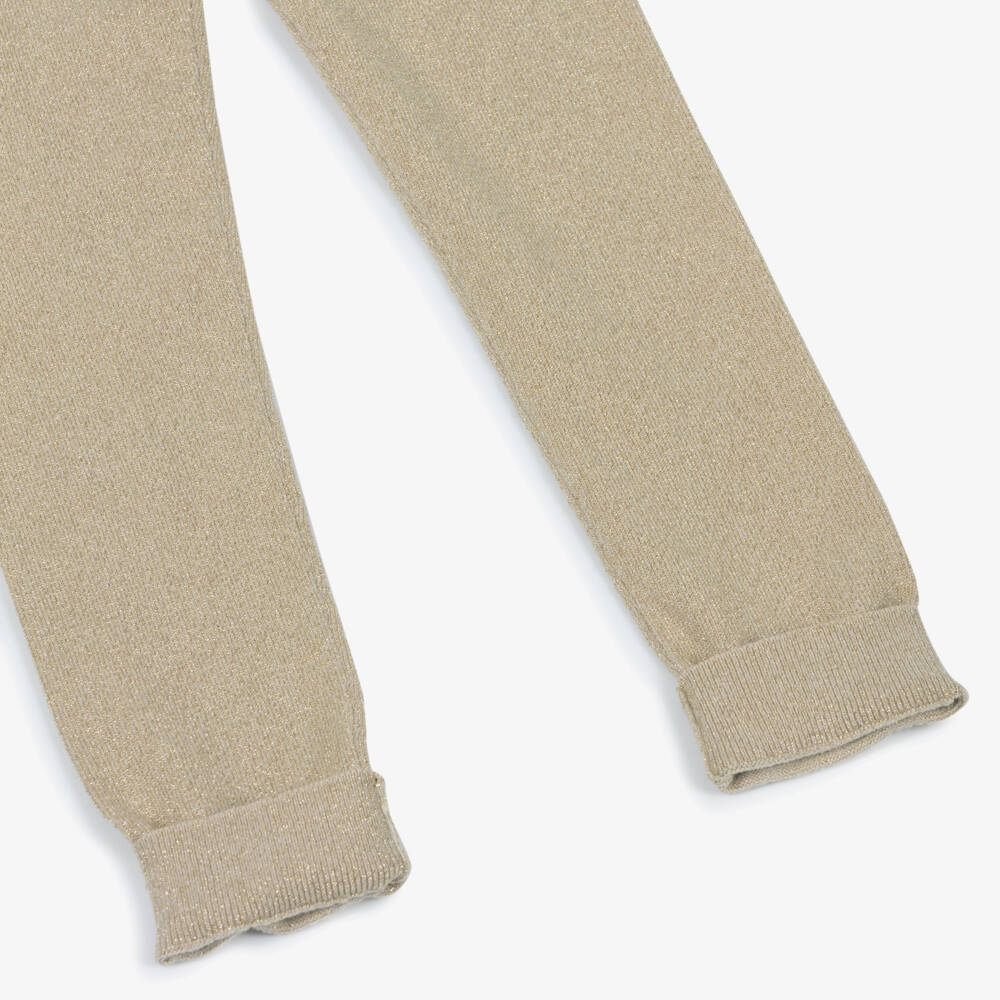 Hatley - Girls Gold Glitter Cotton Jersey Leggings | Childrensalon