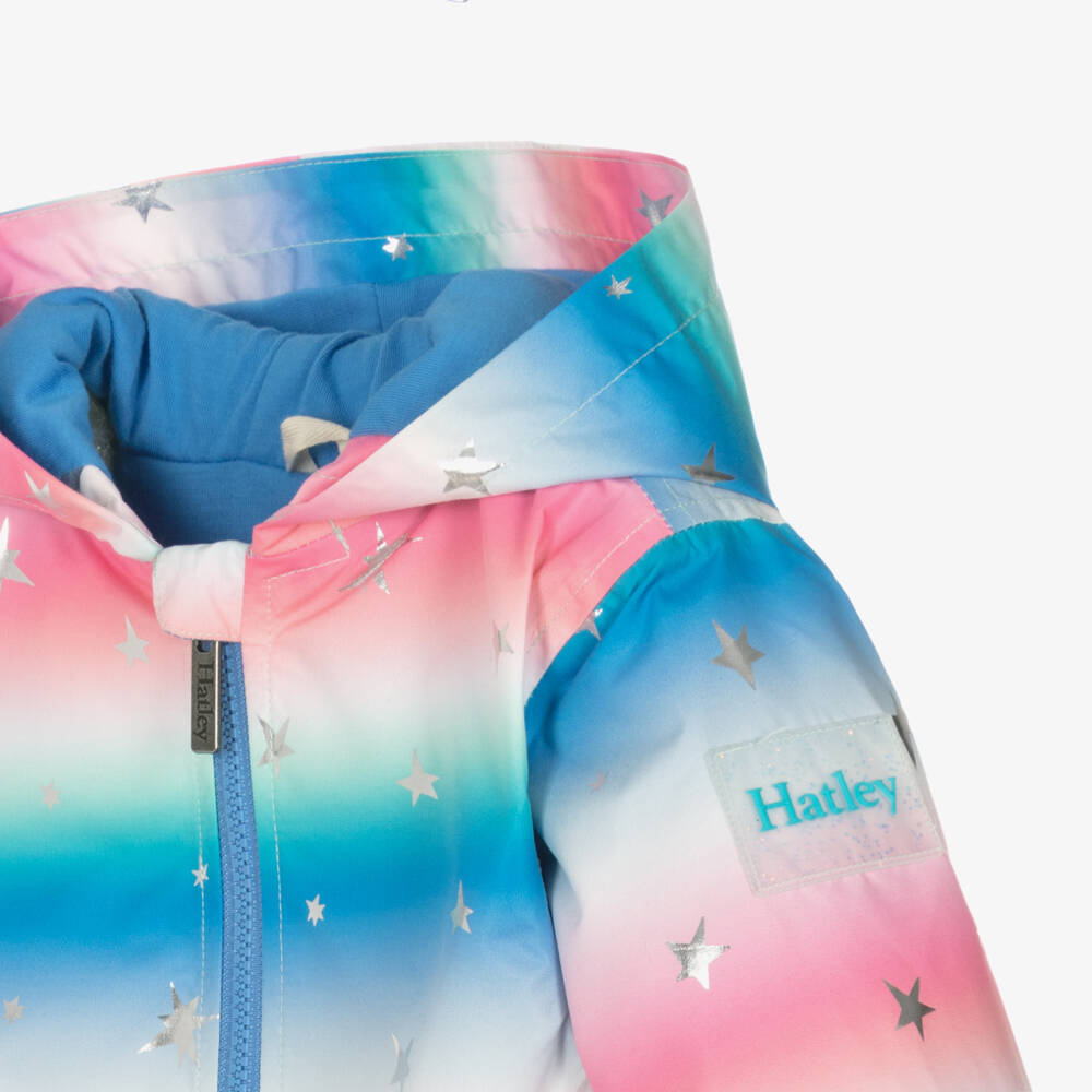 Hatley - Girls Pink & Blue Glitter Star Coat | Childrensalon
