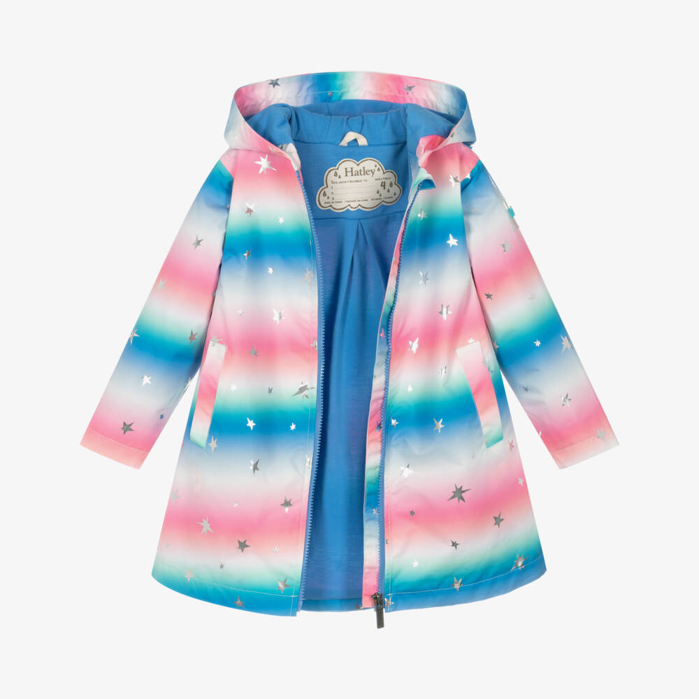 Hatley - Girls Pink & Blue Glitter Star Coat | Childrensalon
