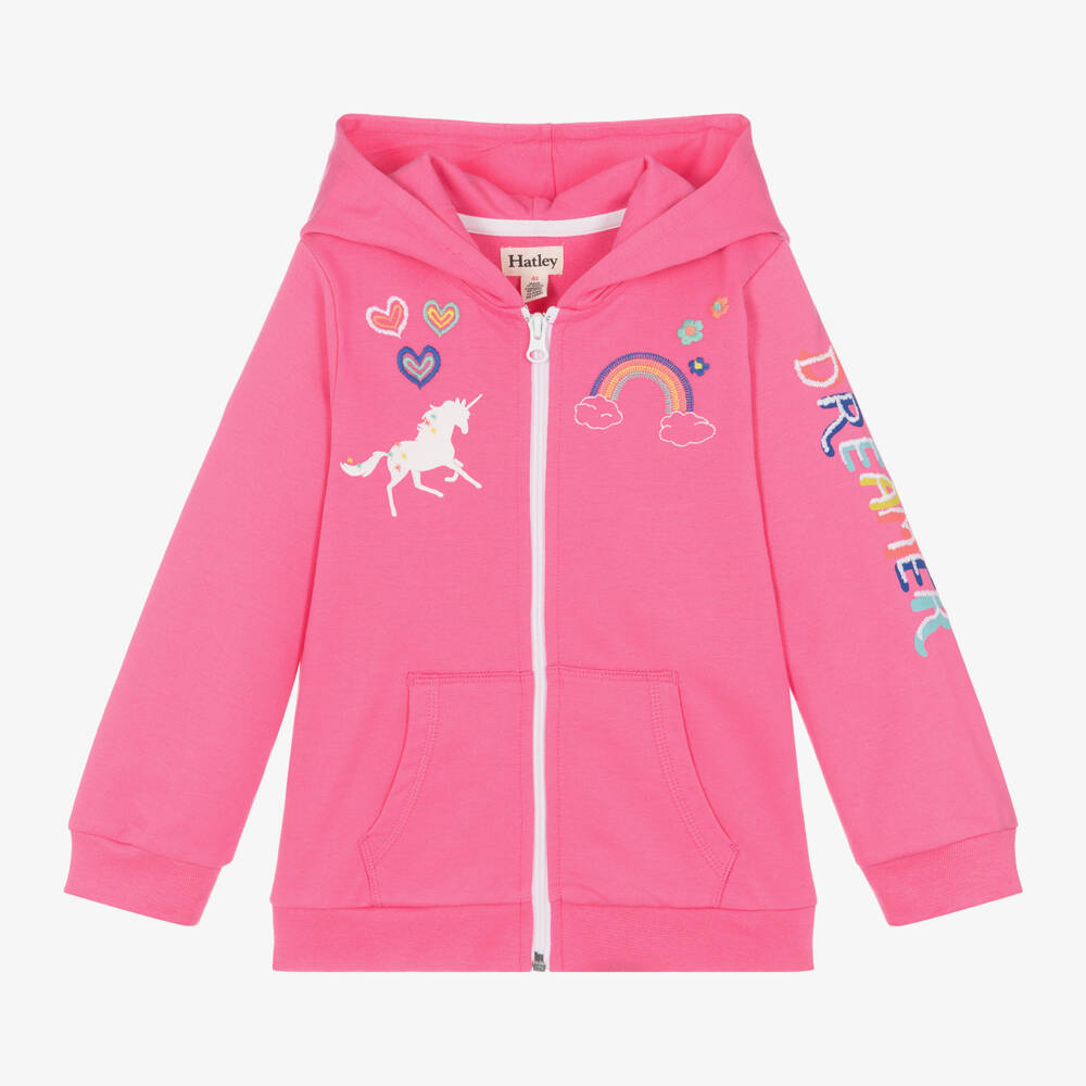 Hatley - Girls Pink Cotton Dreamer Hoodie | Childrensalon