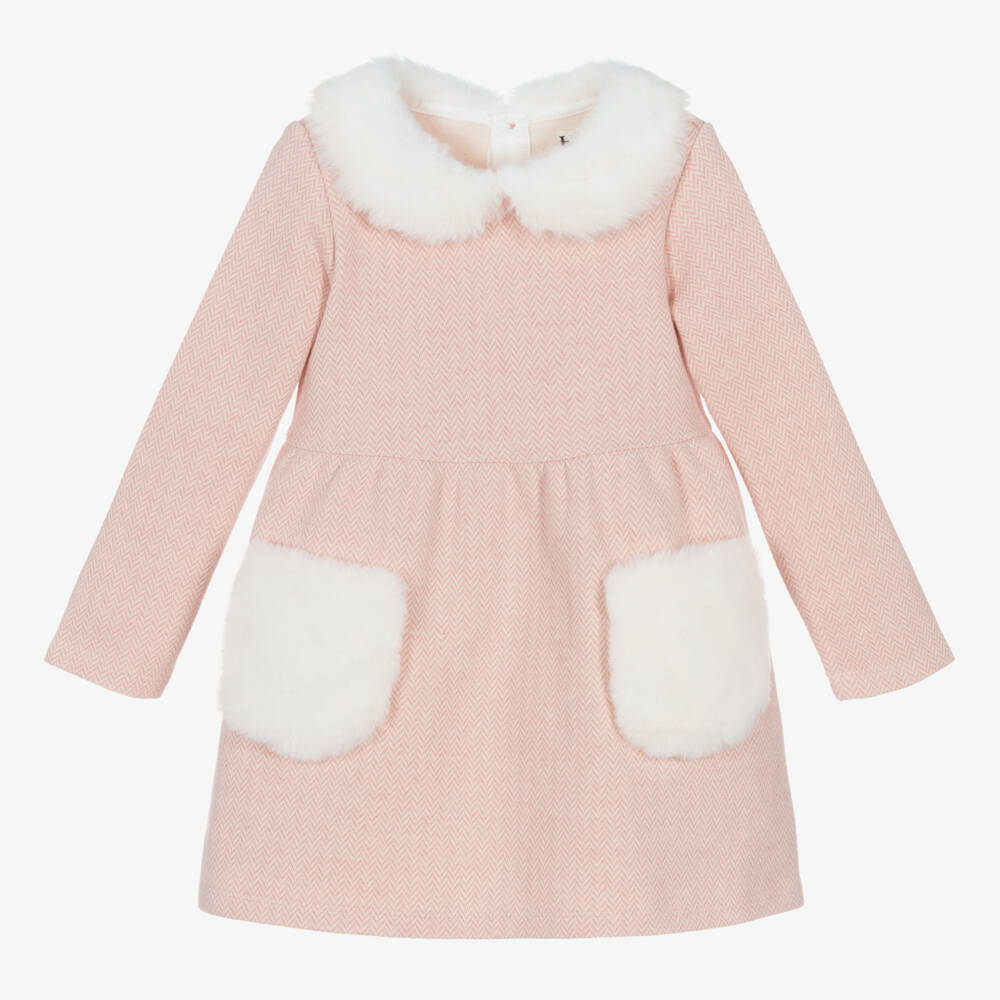 Hatley - Girls Pink Cotton Herringbone Dress | Childrensalon