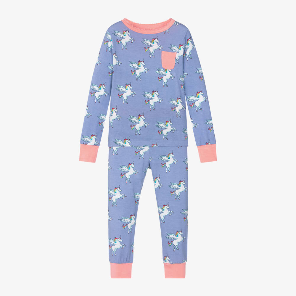 Hatley - Girls Purple Viscose Unicorn Pyjamas | Childrensalon