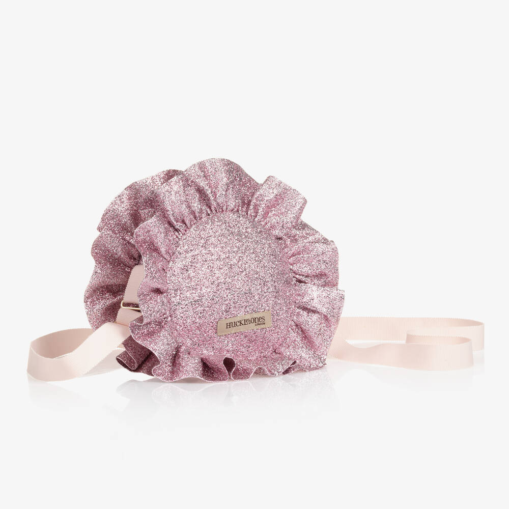 Hucklebones London - Girls Glittery Pink Ruffle Bag (12cm) | Childrensalon