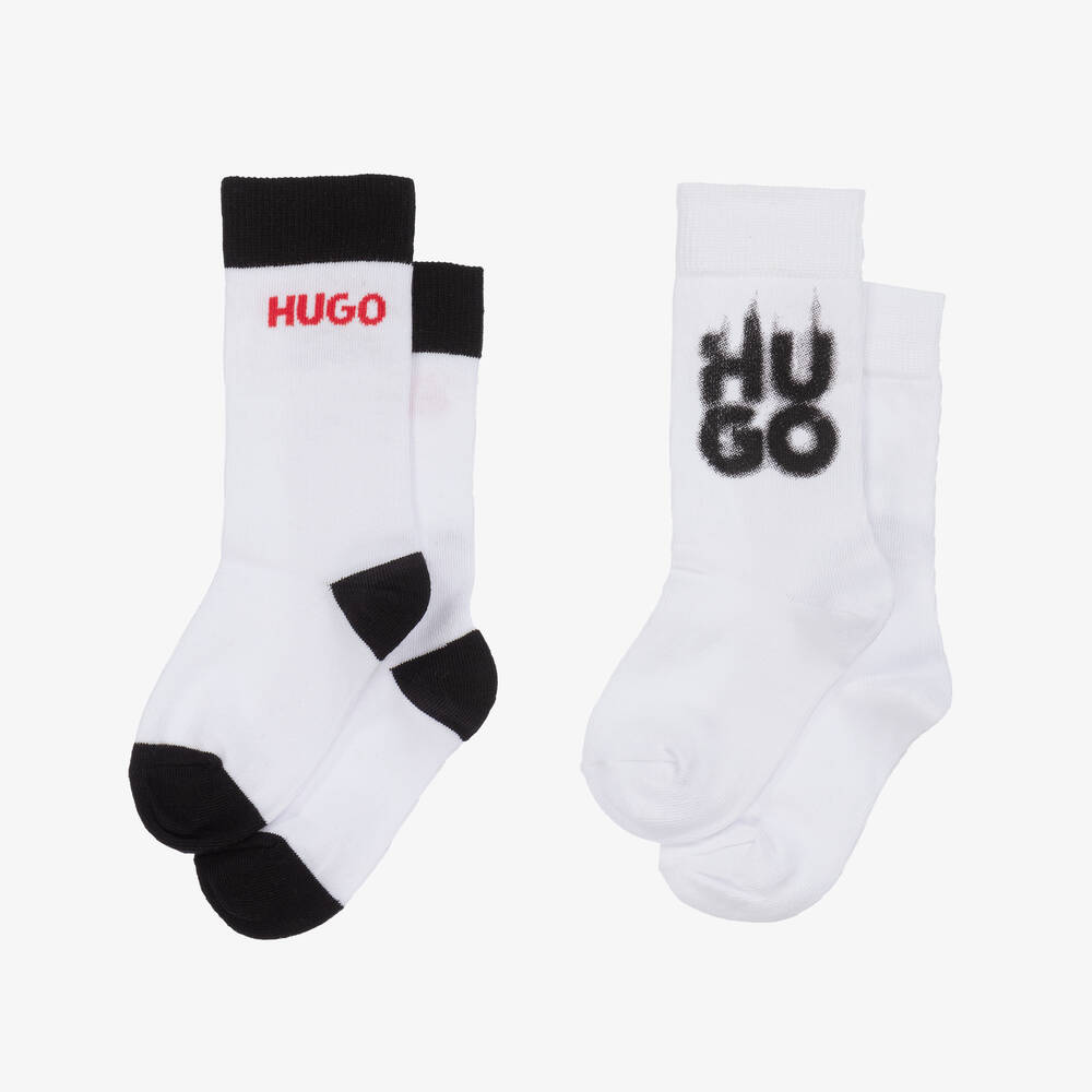 HUGO - White Flame Logo Socks (2 Pack) | Childrensalon