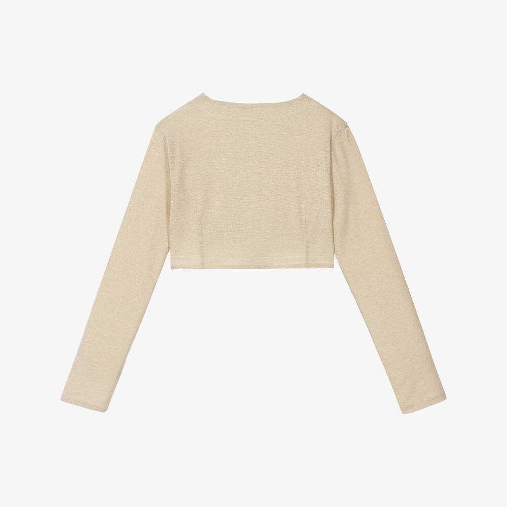iDO Junior - Girls Gold Glitter Knit Cardigan | Childrensalon