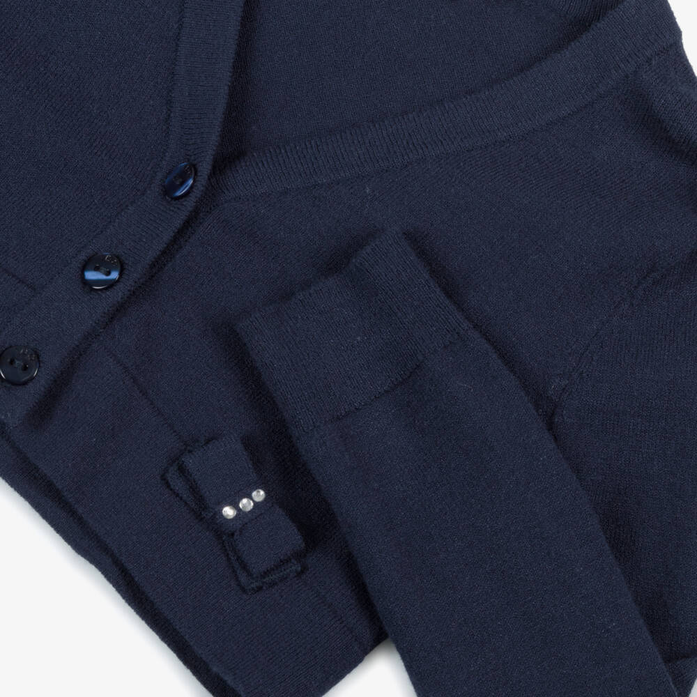 iDO Baby - Girls Navy Blue Knitted Cropped Cardigan | Childrensalon