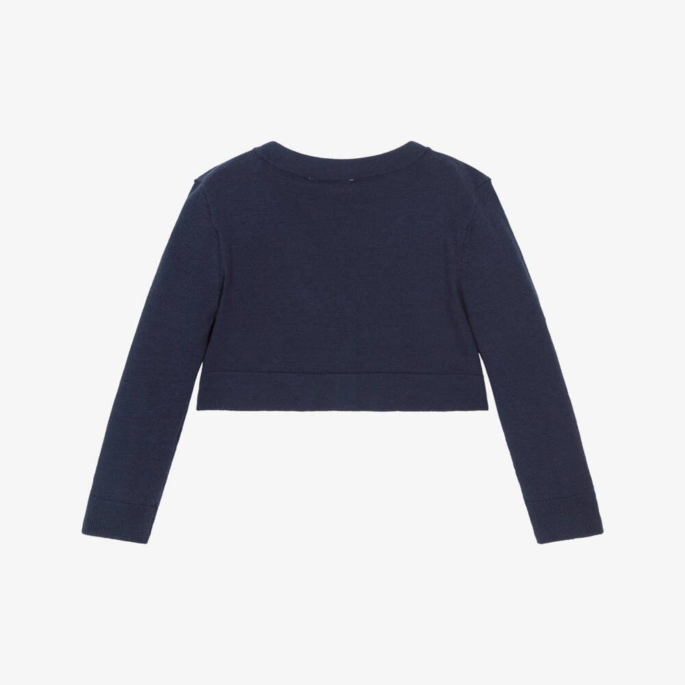 iDO Baby - Girls Navy Blue Knitted Cropped Cardigan | Childrensalon