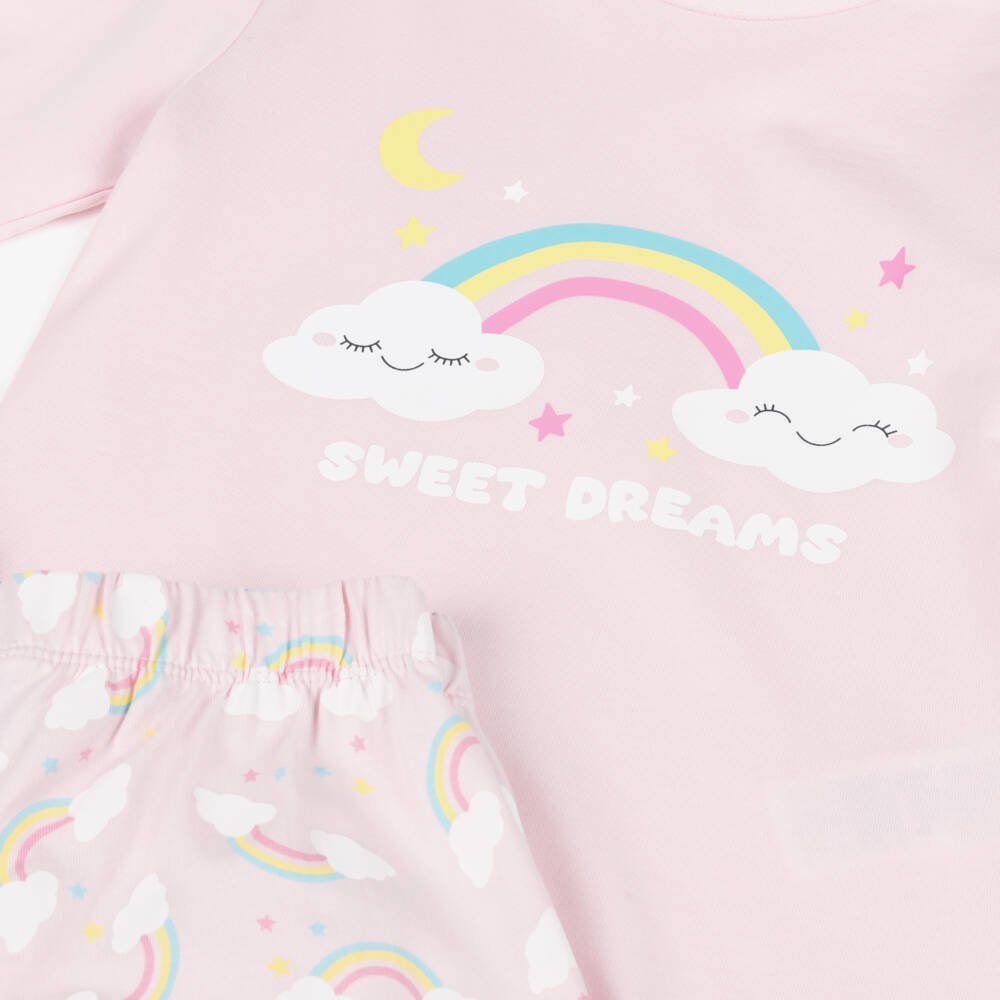 iDO Baby - Girls Pink Cotton Rainbow Pyjamas | Childrensalon