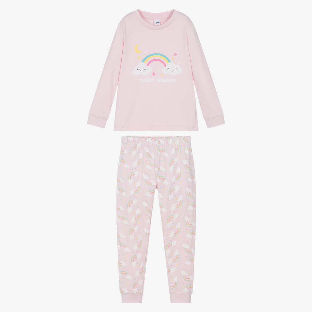 iDO Baby - Girls Pink Cotton Rainbow Pyjamas | Childrensalon