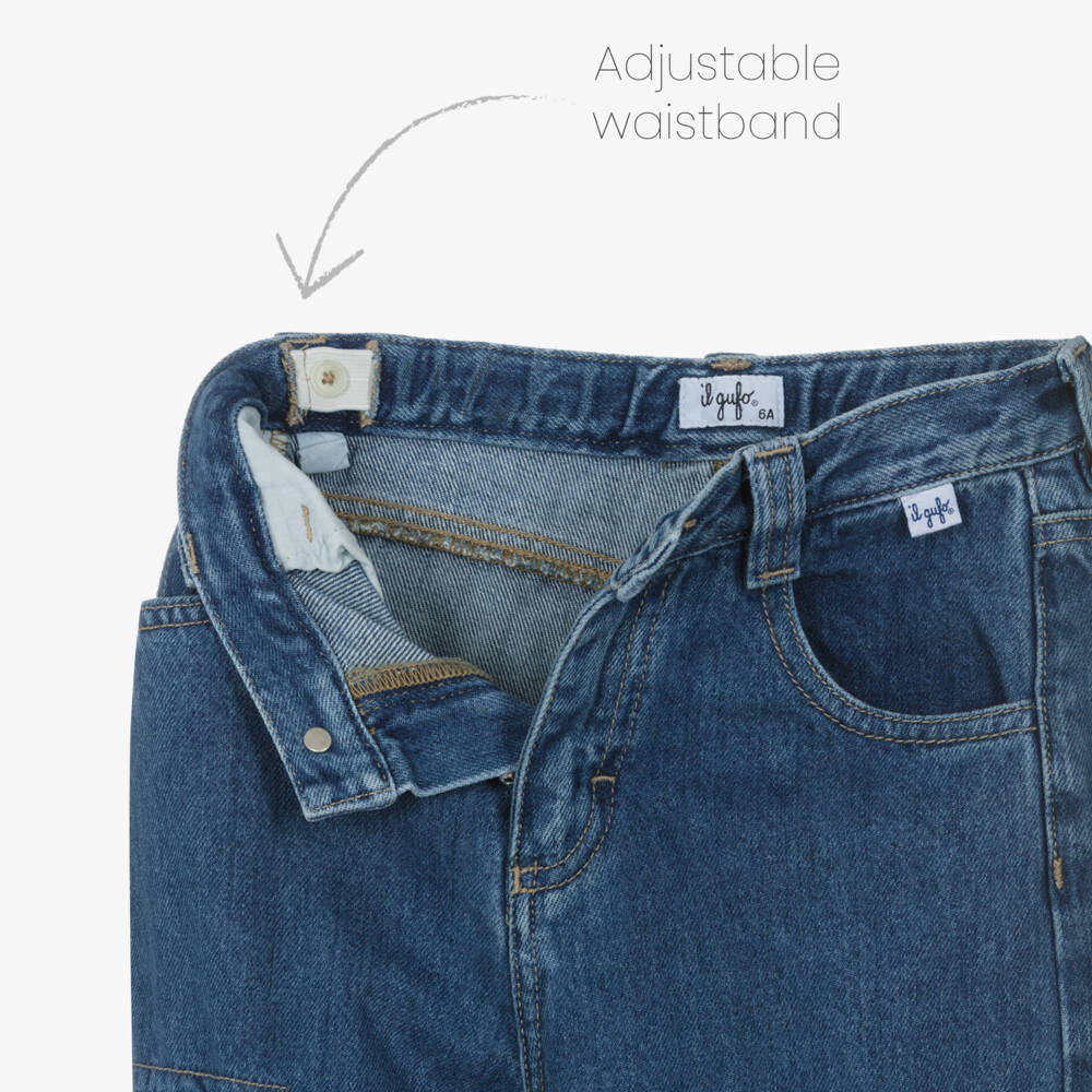 Il Gufo - Blue Denim Cargo Jeans | Childrensalon