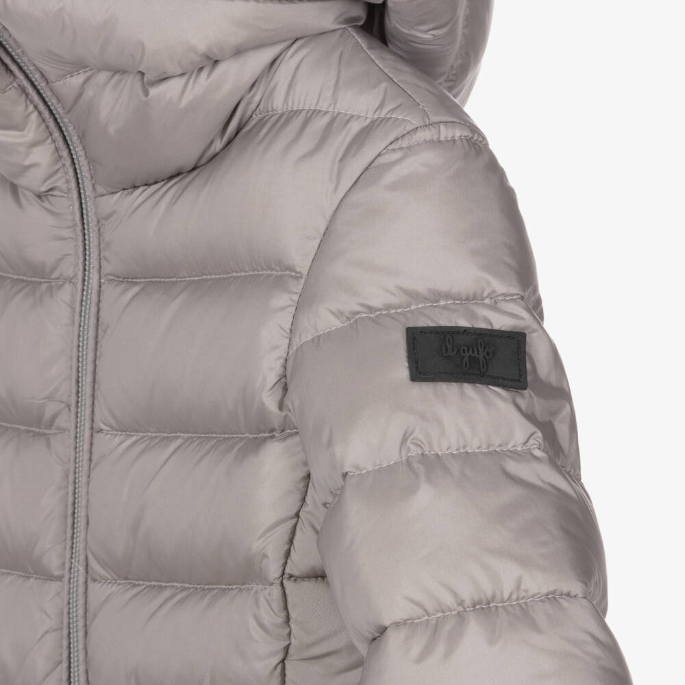 Il Gufo - Girls Grey Down Padded Puffer Coat | Childrensalon