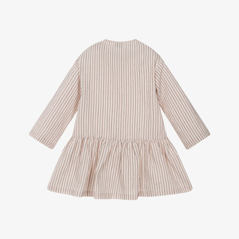 Il Gufo - Girls Pink Stripe Dropped Waist Dress | Childrensalon