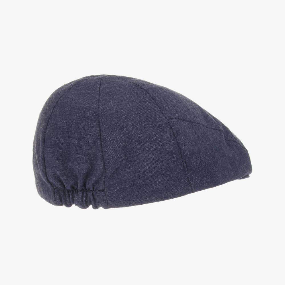 Jamiks - Boys Navy Blue Organic Cotton Flat Cap | Childrensalon