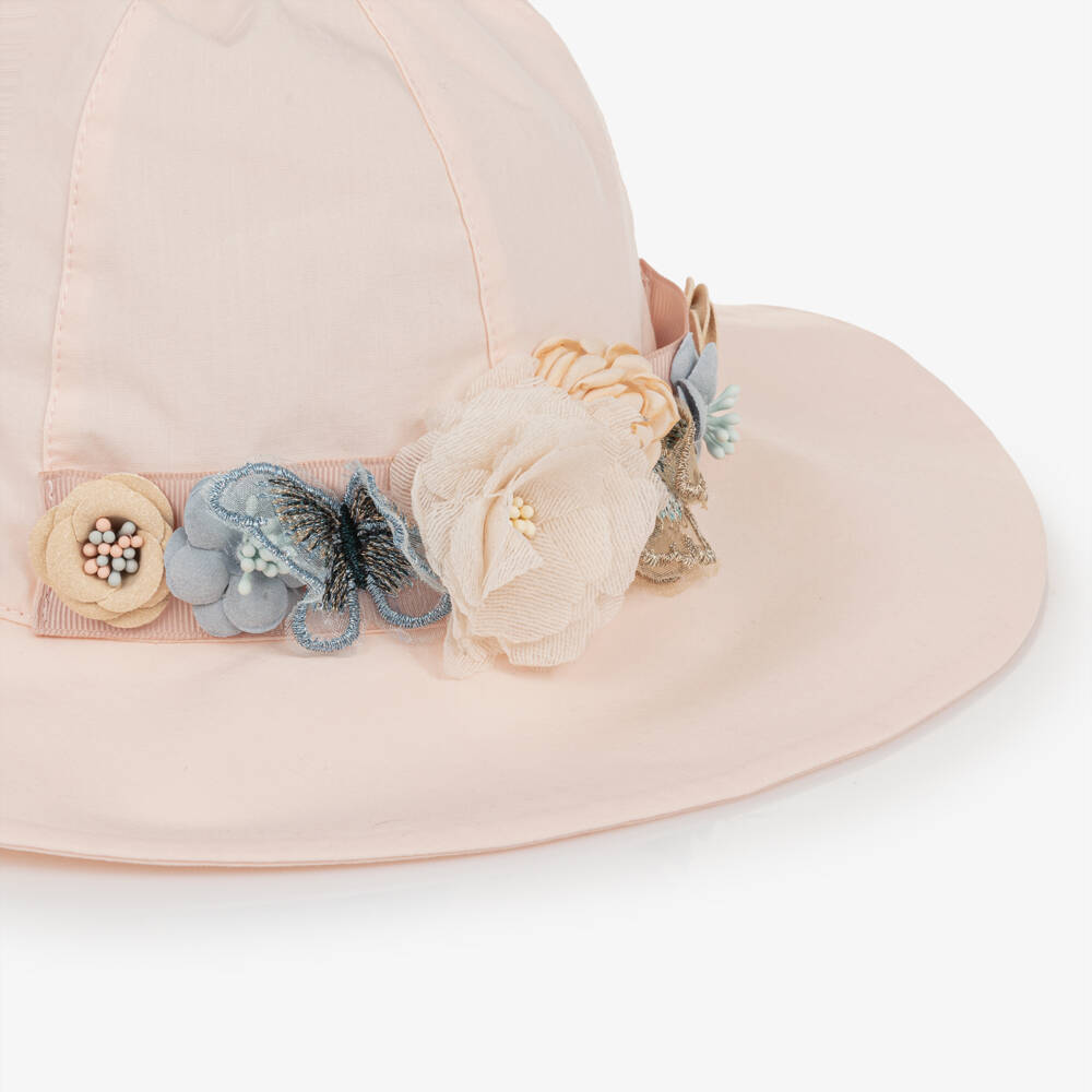 Jamiks - Girls Pink Organic Cotton Sun Hat | Childrensalon