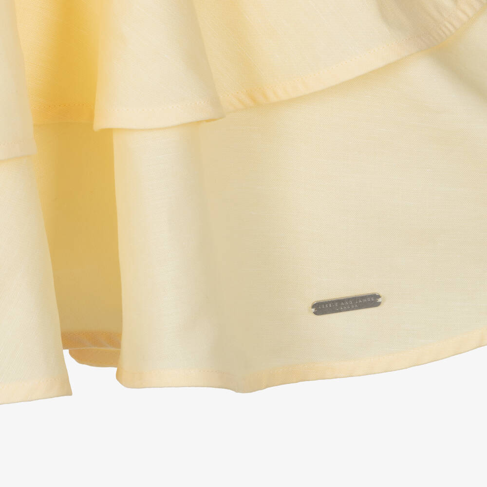 Jessie and James London - Girls Yellow Cotton & Hemp Ruffle Dress ...