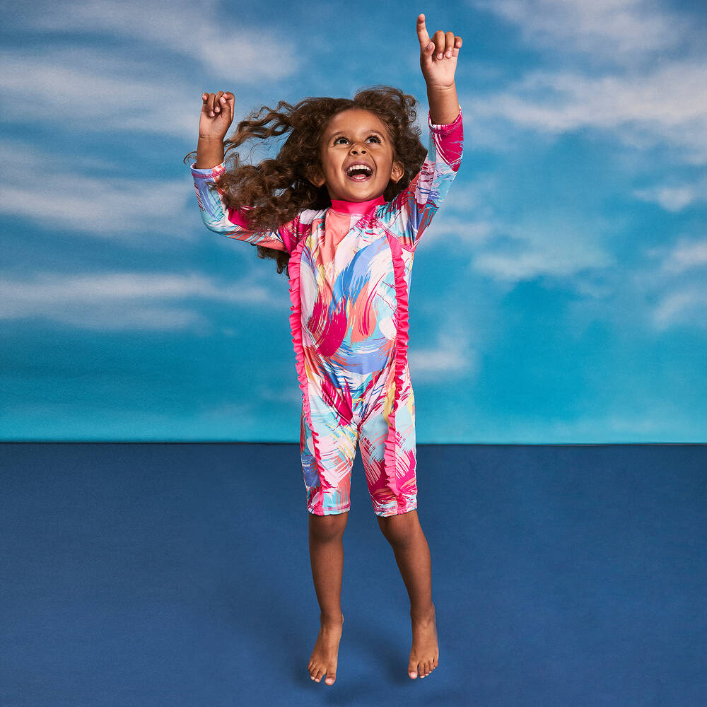 Joyday - Girls Pink Sun Suit Set (UPF50+) | Childrensalon