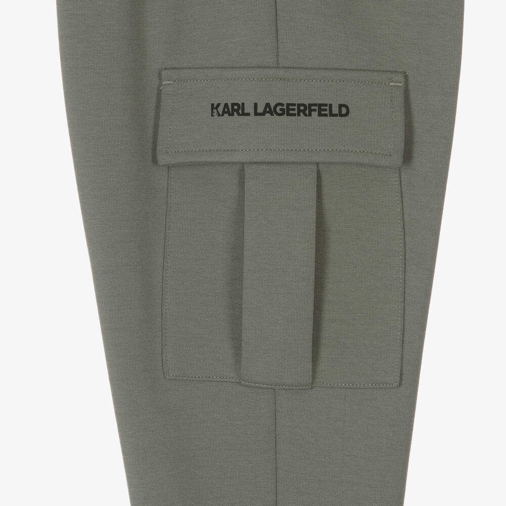 KARL LAGERFELD KIDS - Boys Green Cotton Cargo Joggers | Childrensalon