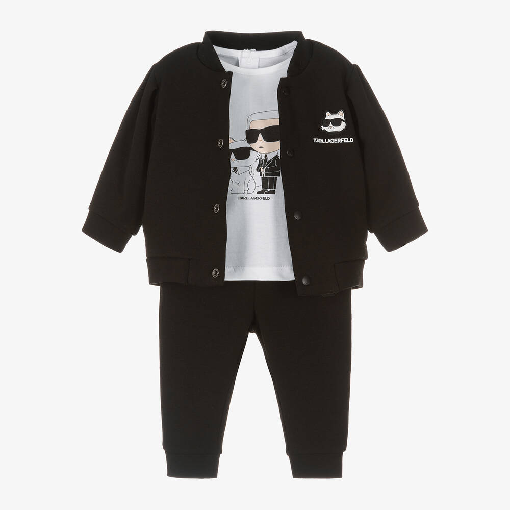 KARL LAGERFELD KIDS - Girls Black Karl Ikonik Cotton Tracksuit Set ...