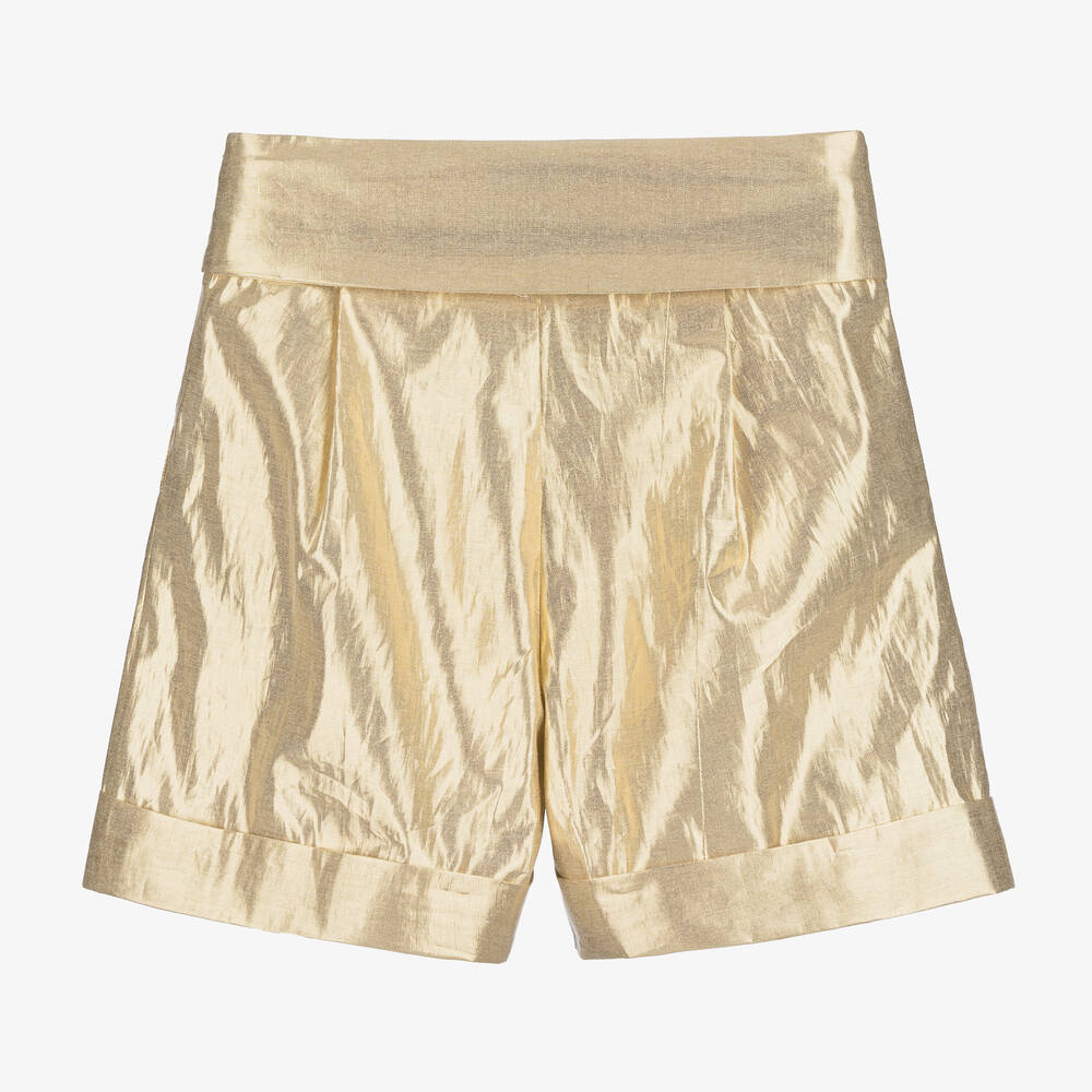 KARL LAGERFELD KIDS - Girls Gold Lamé Shorts | Childrensalon
