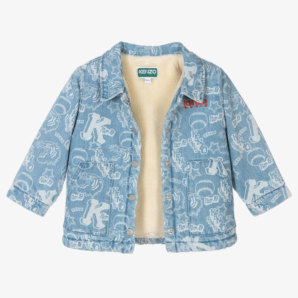 KENZO KIDS - Baby Boys Blue Denim Varsity Tiger Jacket | Childrensalon