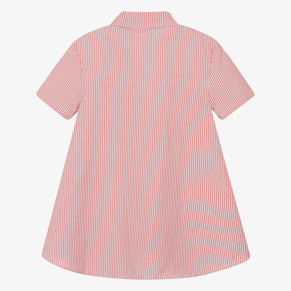 KENZO KIDS - Girls Red Stripe Cotton Shirt Dress | Childrensalon