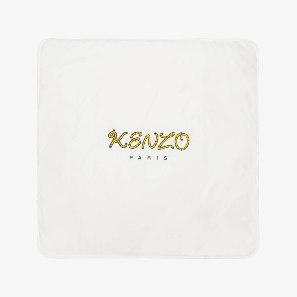 KENZO KIDS - Ivory Reversible Blanket with Kotora Tiger & Tiger Tail K ...