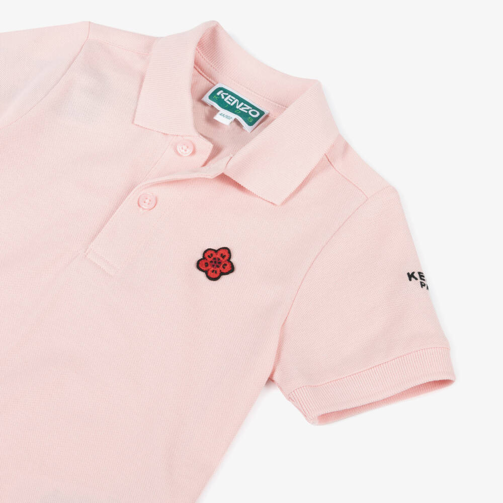 KENZO KIDS - Pink Cotton Boke Flower Polo Shirt | Childrensalon