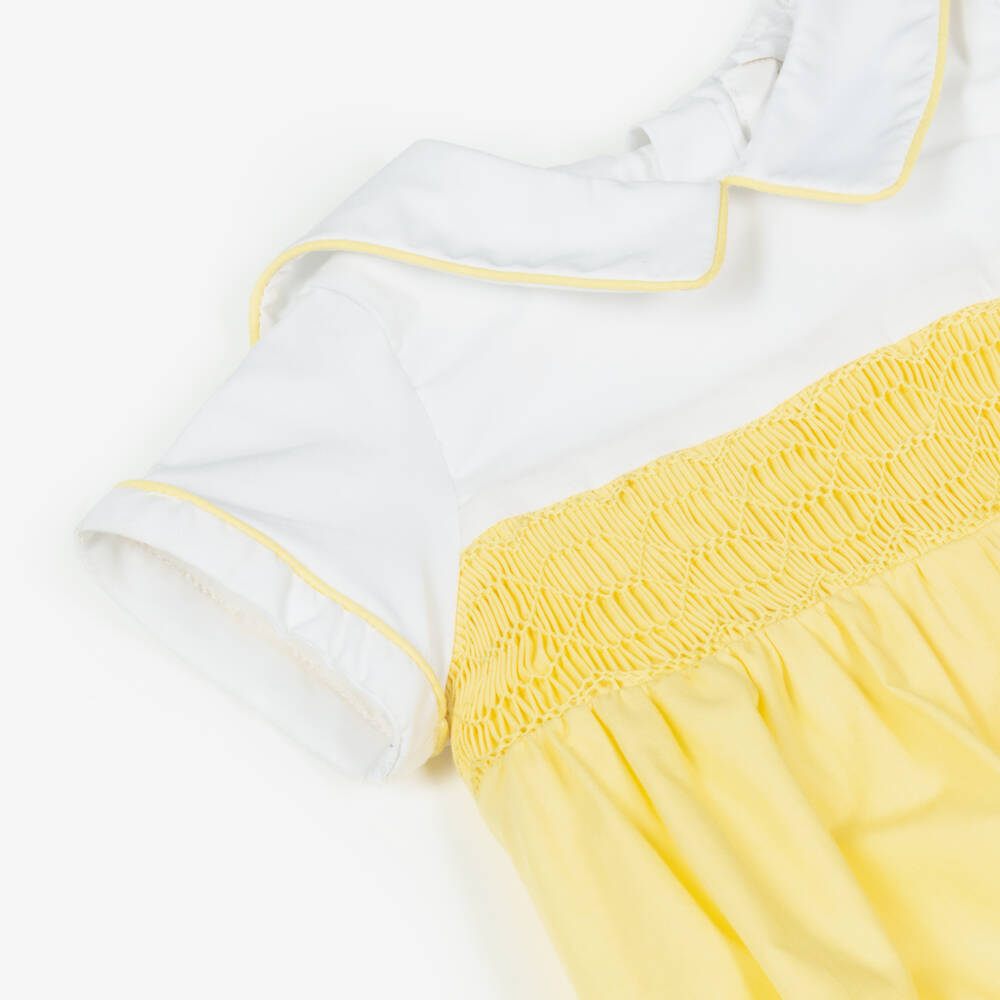 Kidiwi - Baby Boys Yellow Smocked Shortie | Childrensalon
