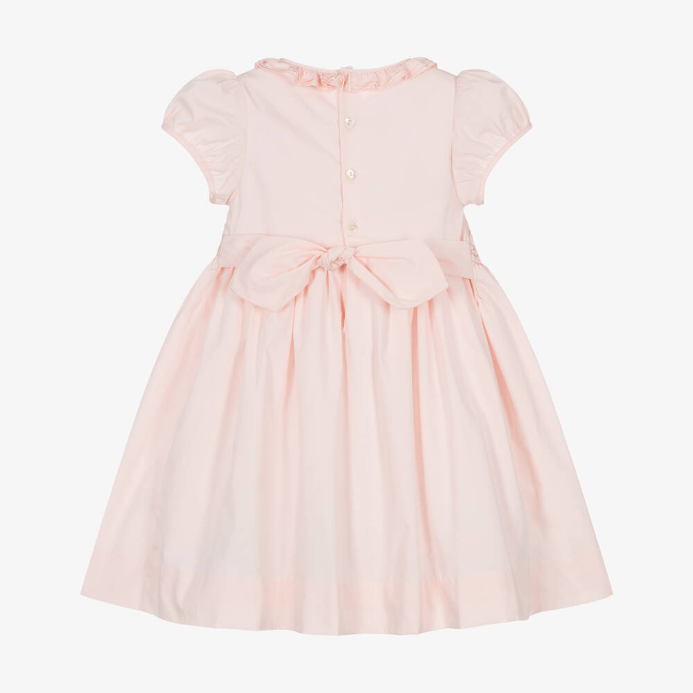 Kidiwi - Girls Pink Hand-Smocked Cotton Dress | Childrensalon