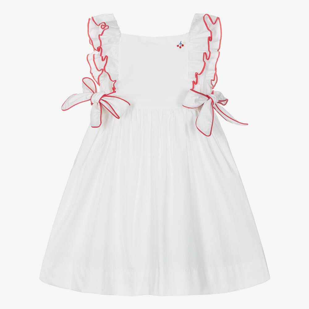 Kidiwi - Girls White Cotton Ruffles Dress | Childrensalon
