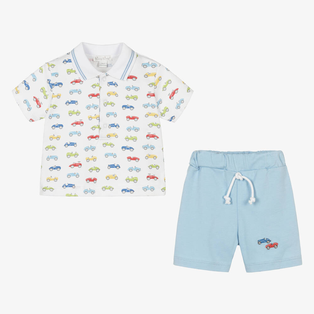 Kissy Kissy - Baby Boys Blue Pima Car Central Shorts Set | Childrensalon