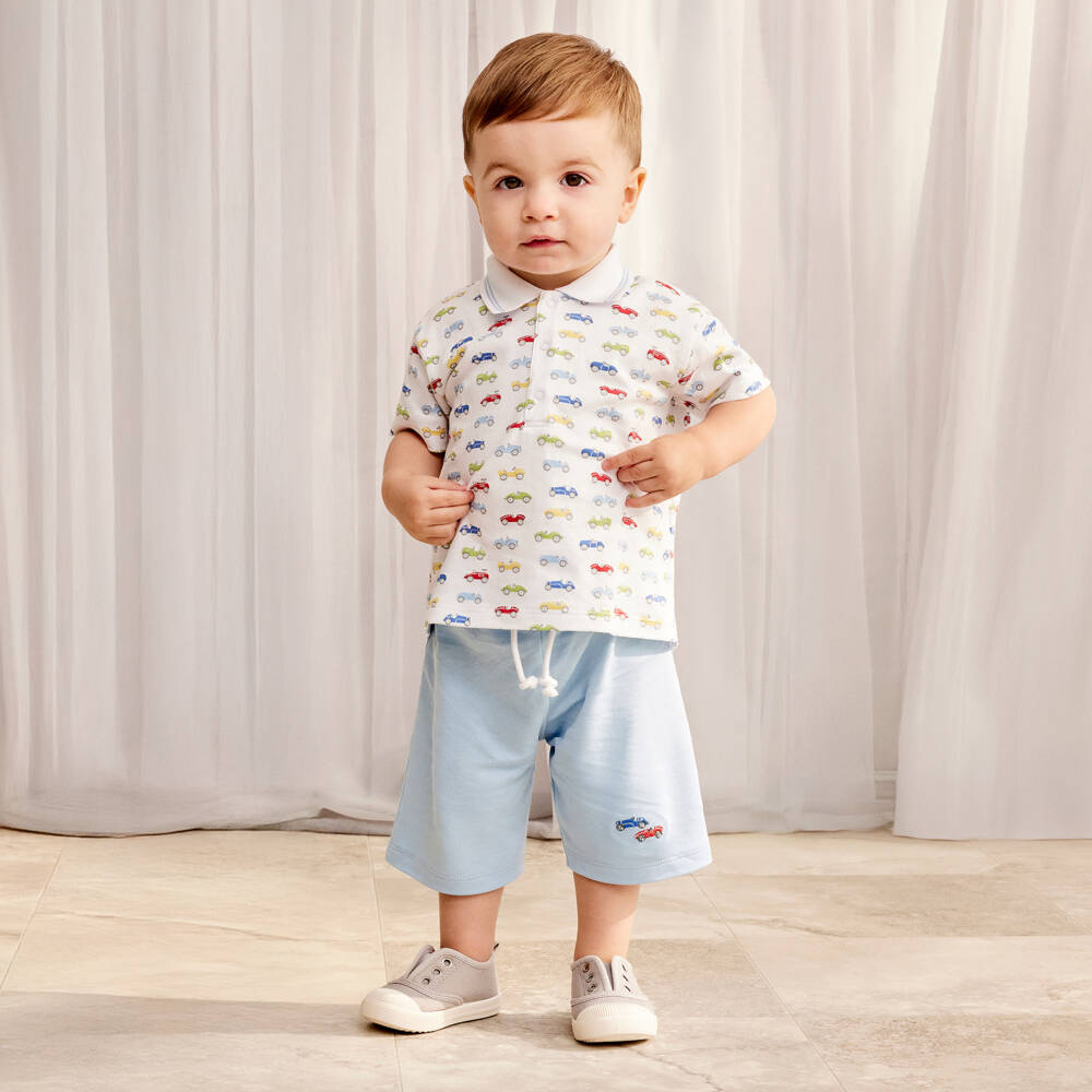 Kissy Kissy - Baby Boys Blue Pima Car Central Shorts Set | Childrensalon