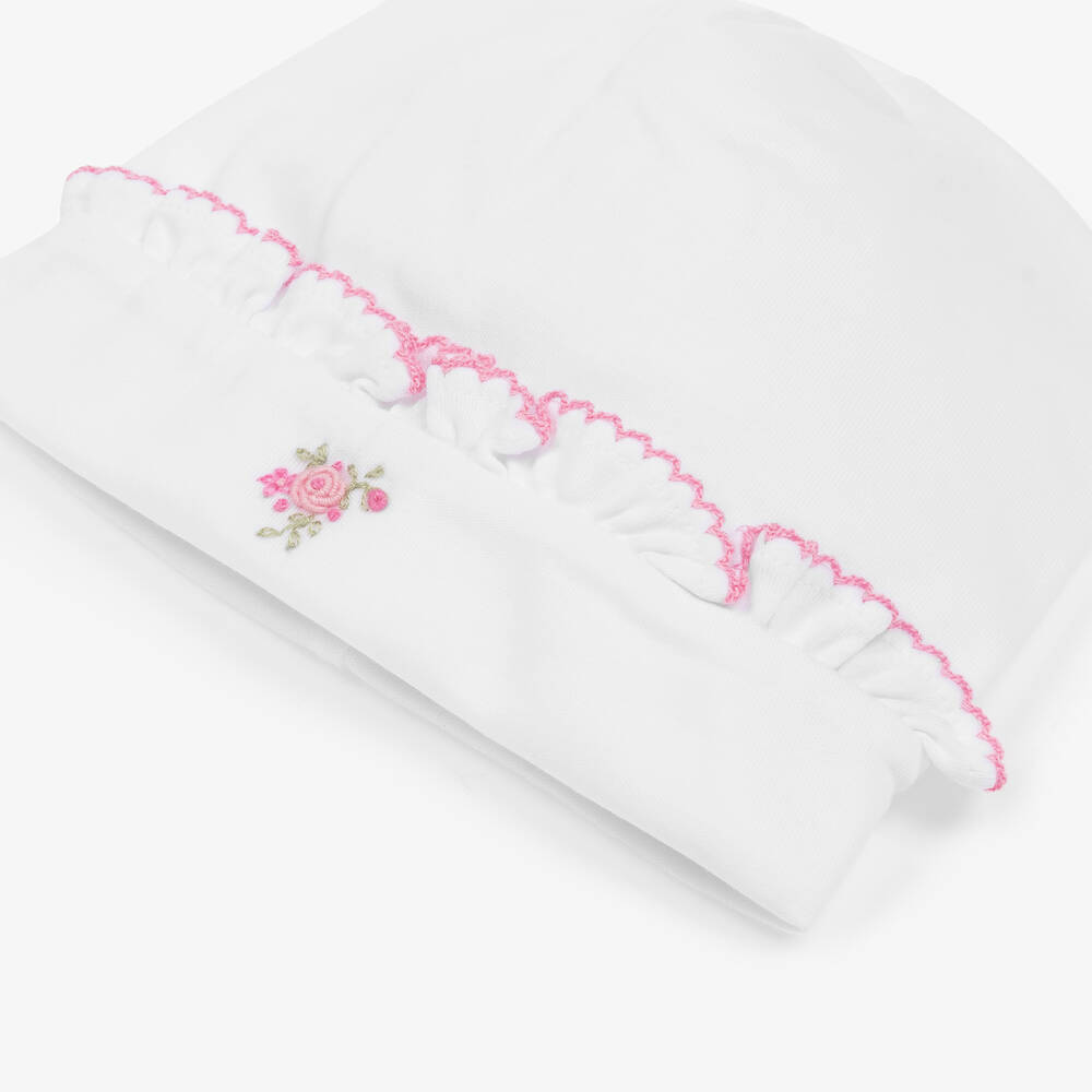 Kissy Kissy - Baby Girls White Cotton Roses & Blooms Hat | Childrensalon