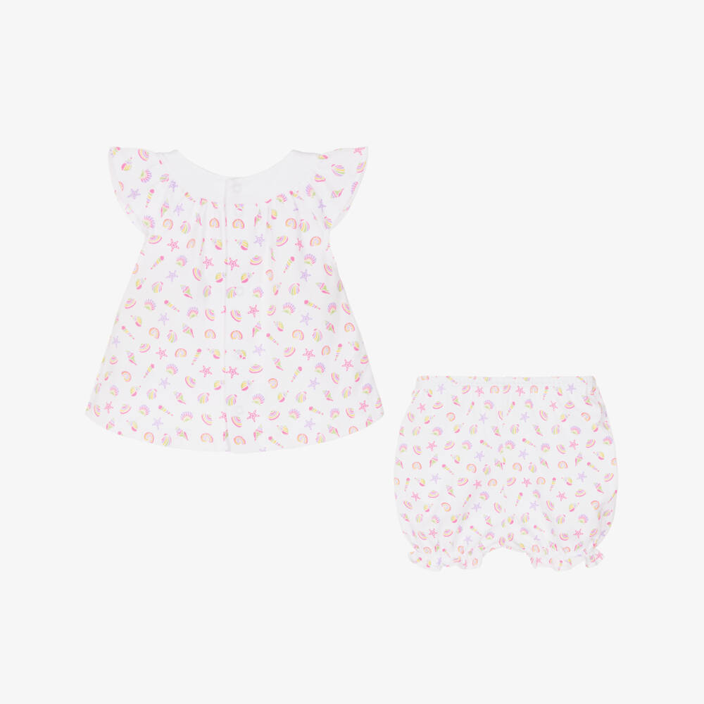 Kissy Kissy - Baby Girls White Cotton Sea Shell Magic Shorts Set ...