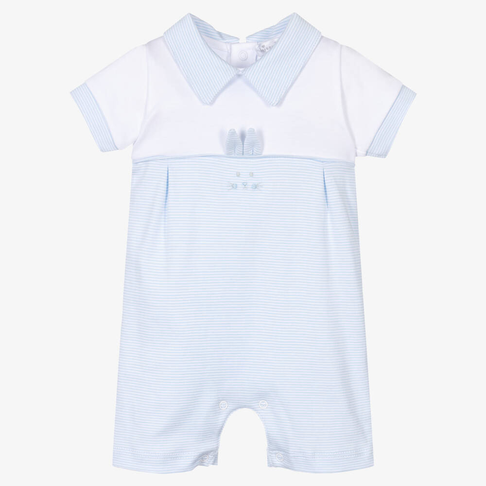 Kissy Kissy - Boys Blue Piqué Bunny Rabbits Shortie | Childrensalon
