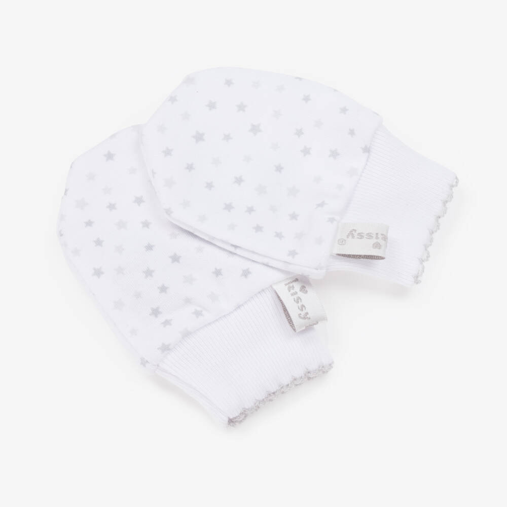 Kissy Kissy - Grey & White Cotton Baby Sheep Scratch Mittens ...
