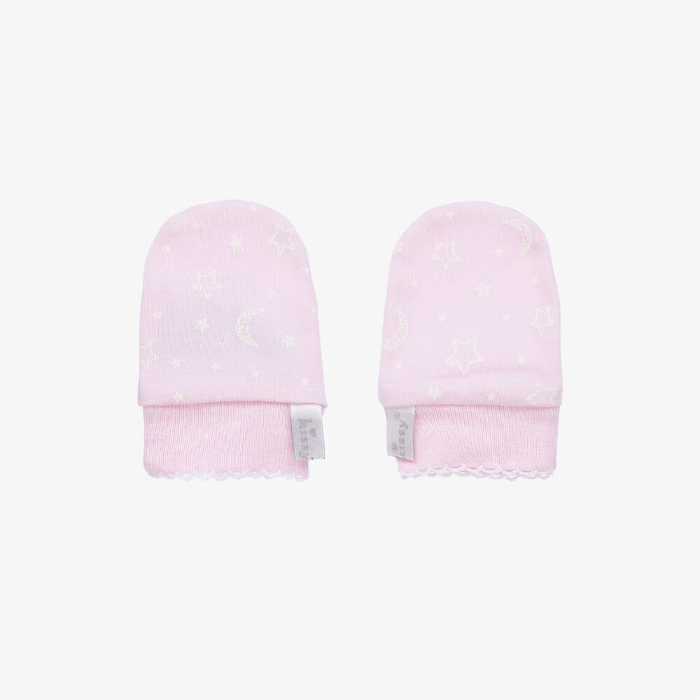 Kissy Kissy - Pink Cotton Crescent Moonlight Scratch Mittens ...