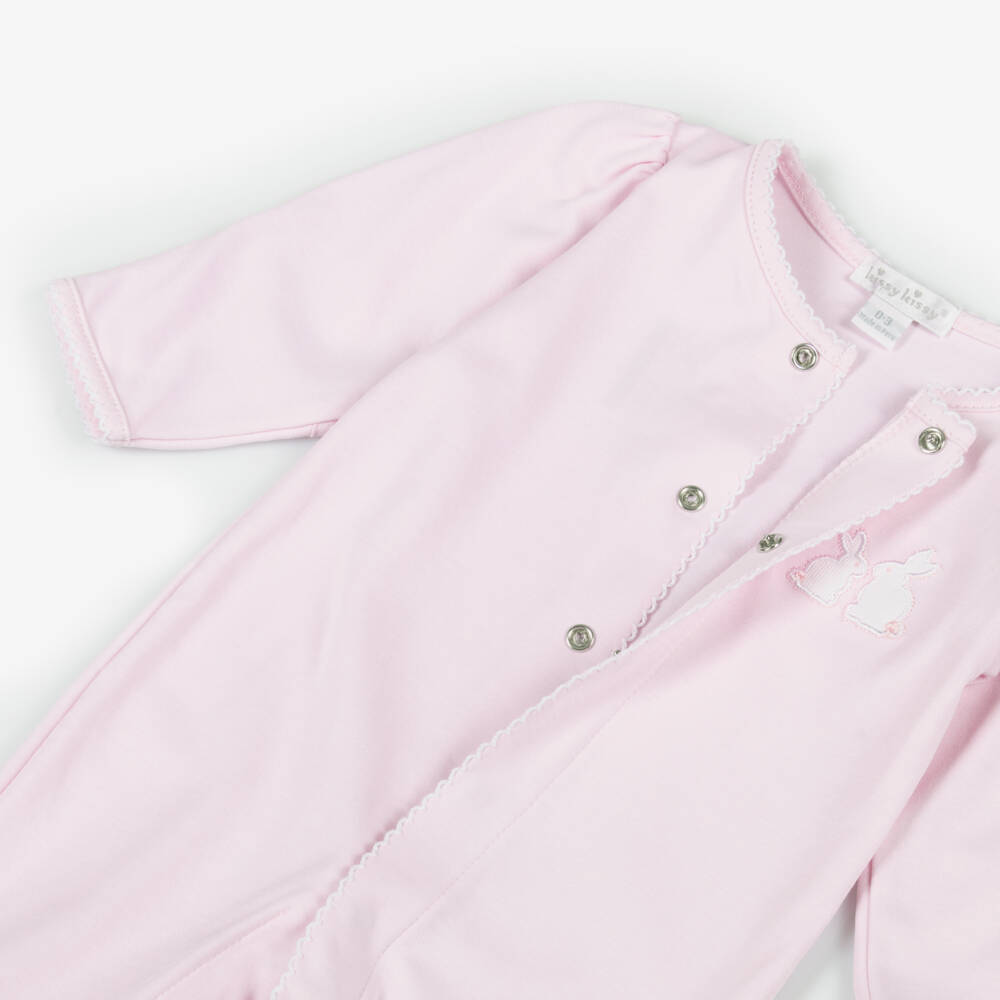 Kissy Kissy - Pink Pima Cotton Piqué Bunny Bash Babygrow | Childrensalon