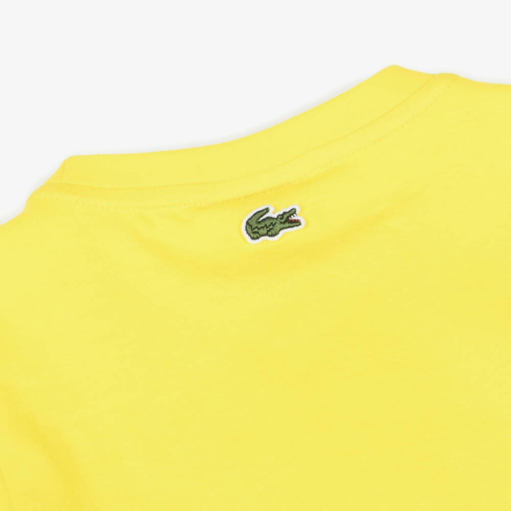 Lacoste - Boys Bright Yellow Cotton Graphic T-Shirt | Childrensalon