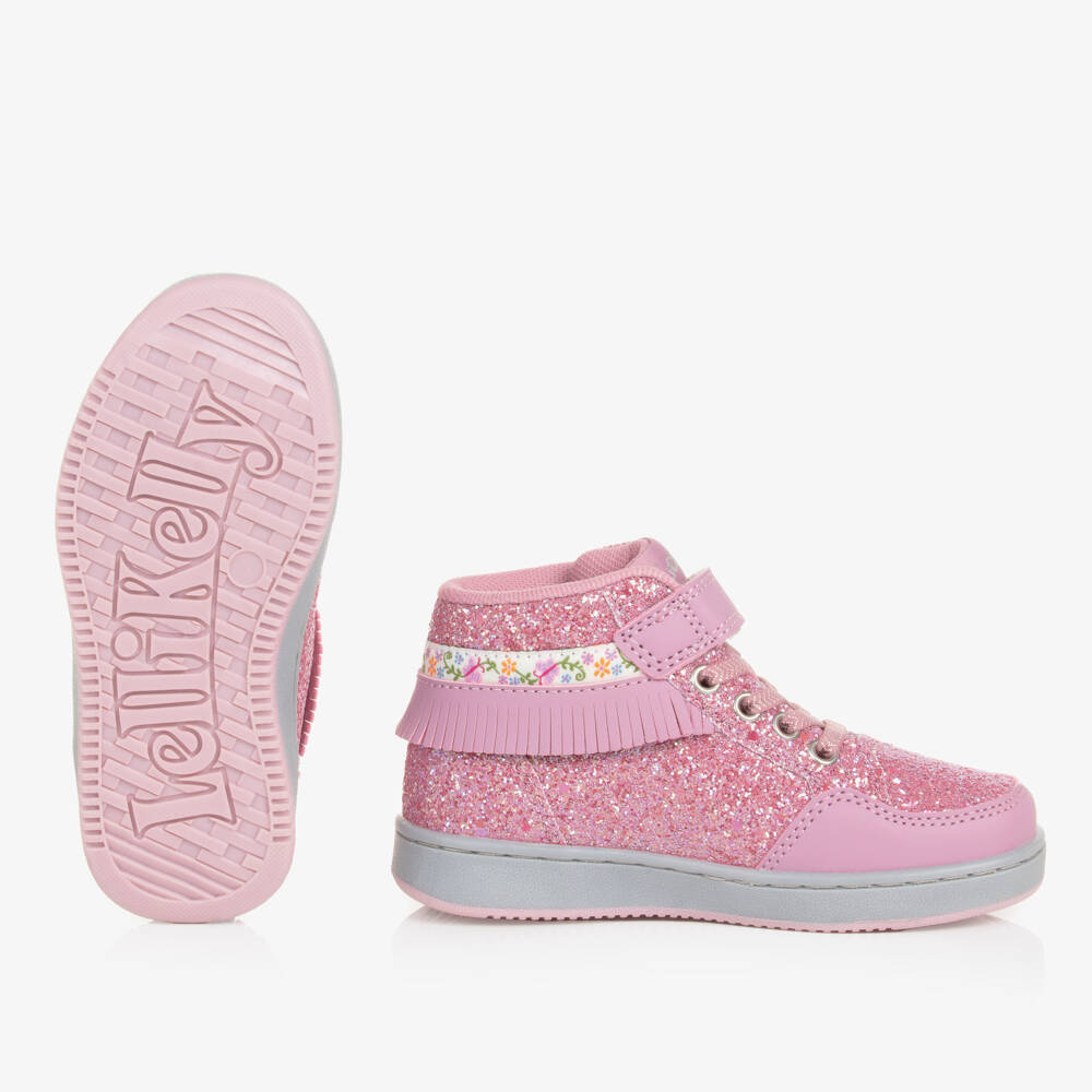 Lelli Kelly - Girls Pink Glitter High-Top Trainers | Childrensalon