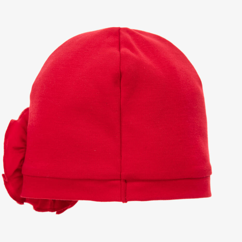 Lemon Loves Layette - Baby Girls Red Ruffled Rosette Pima Cotton Hat ...