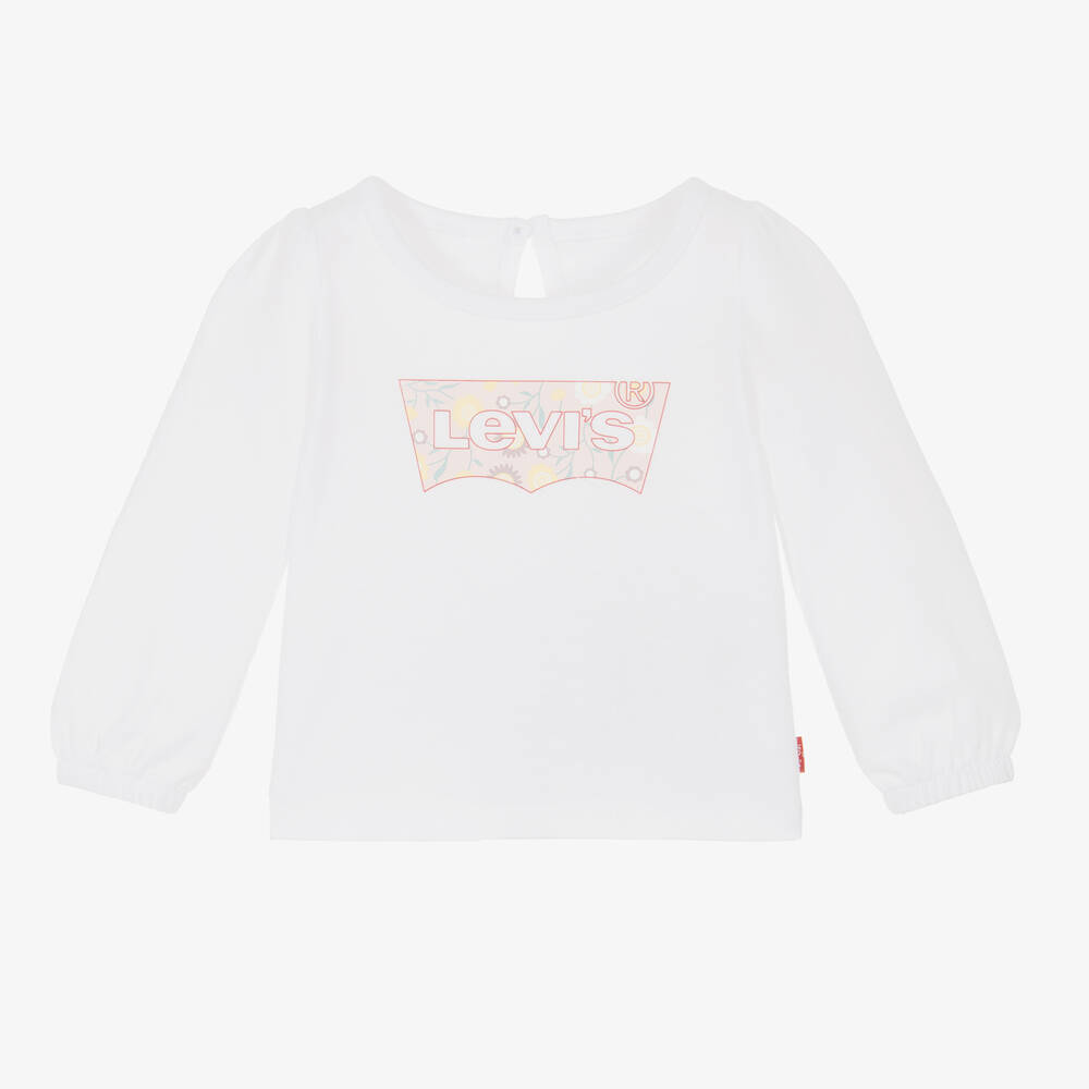 Levi's - Girls White Cotton Batwing Top | Childrensalon