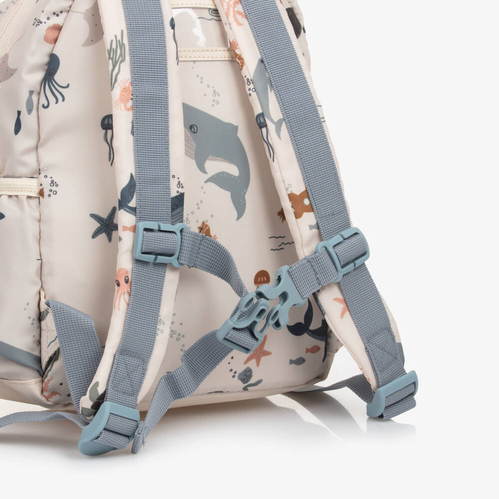 Liewood - Beige Sea Creatures Backpack (28cm) | Childrensalon