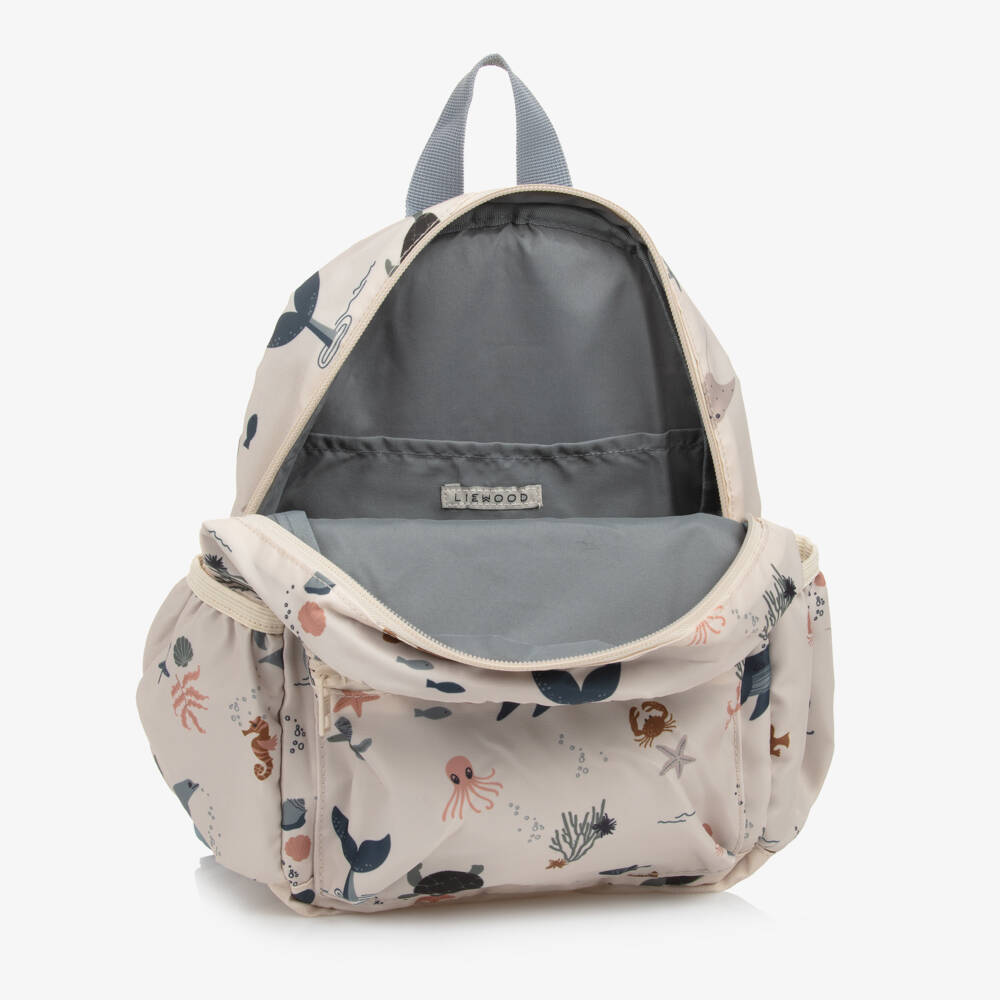 Liewood - Beige Sea Creatures Backpack (28cm) | Childrensalon