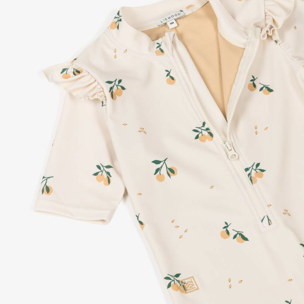 Liewood - Girls Ivory Peach Print Sun Suit | Childrensalon
