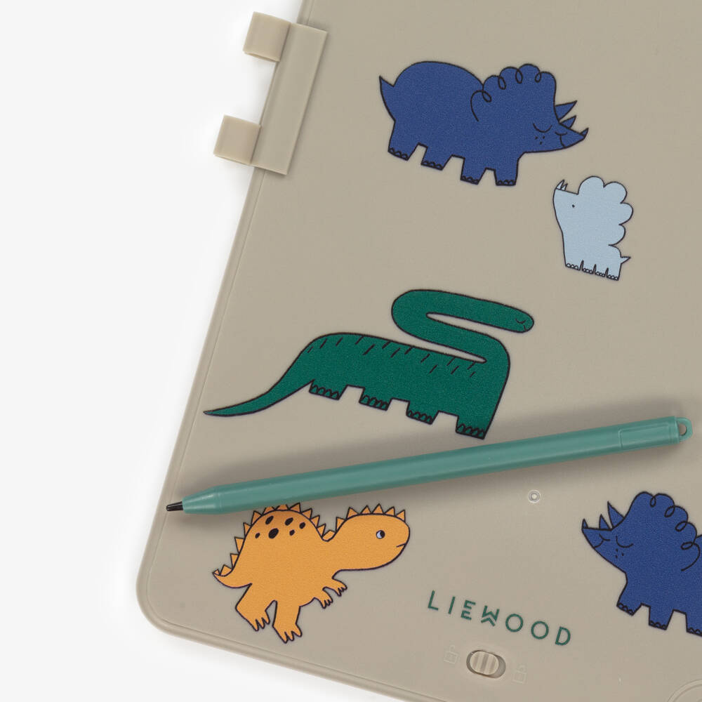Liewood - Grey Dinosaur LCD Drawing Tablet (24cm) | Childrensalon