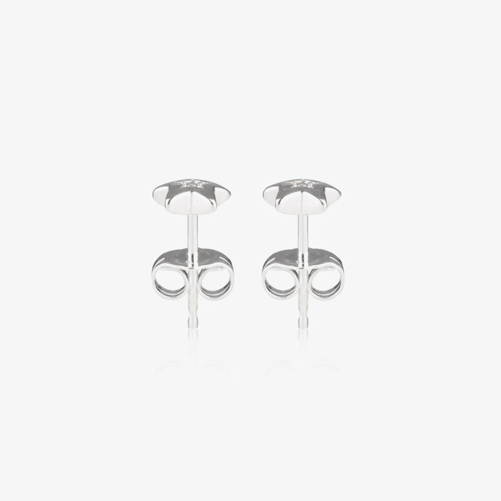 Little Star - Girls Sterling Silver Diamond Star Earrings | Childrensalon